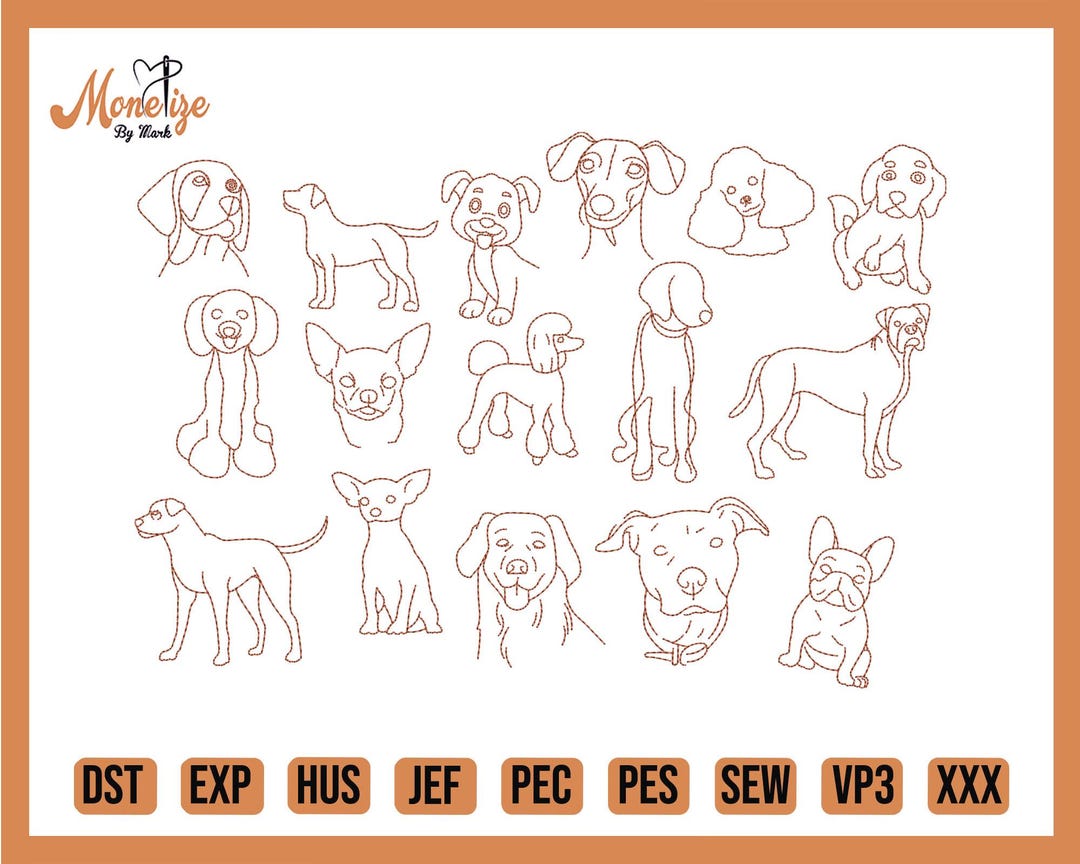 Cute Dog Outline Embroidery Designs, Dog Face Machine Embroidery ...