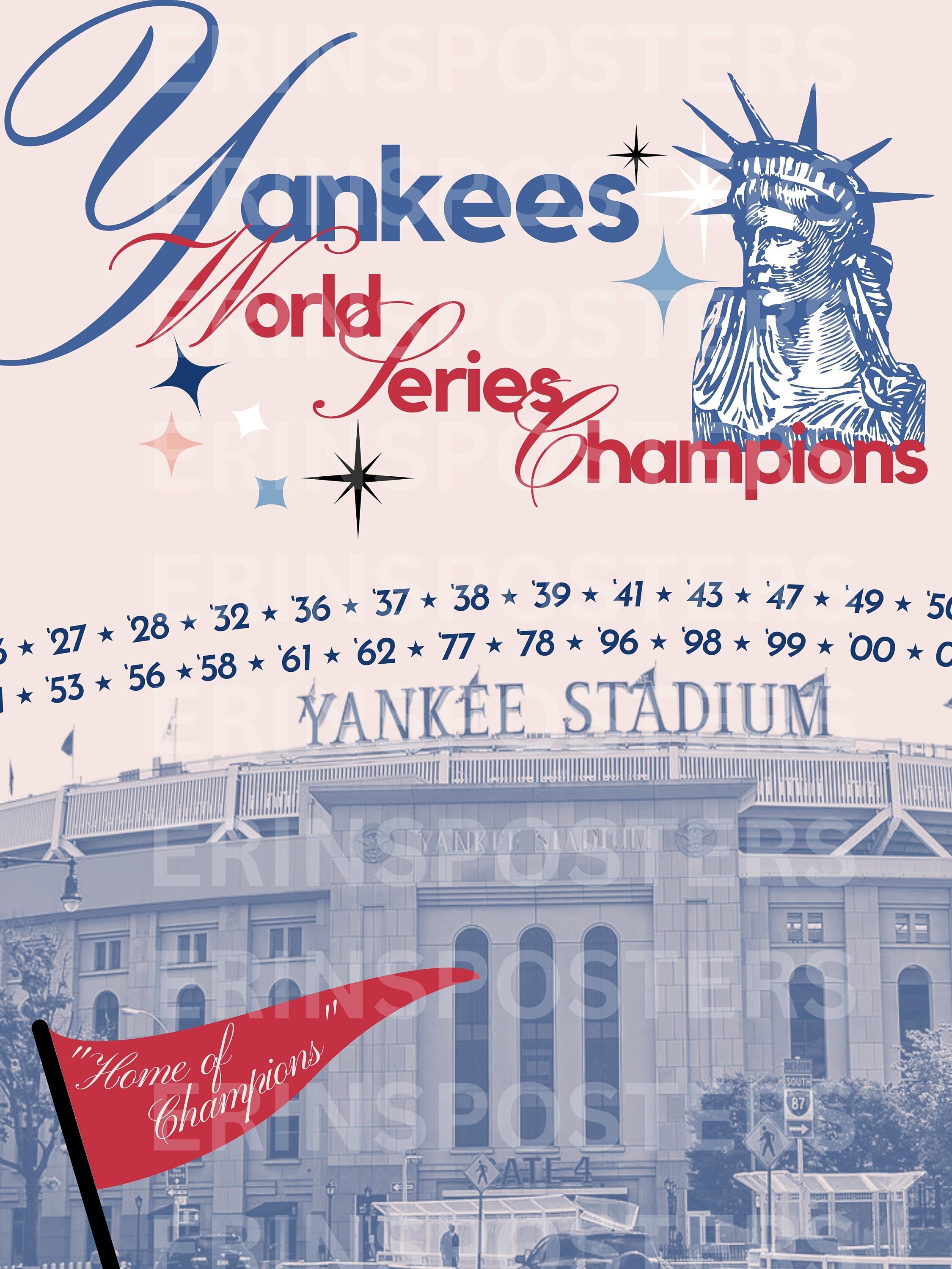 Yankees Poster, World Series Champions Poster, Vintage Inspired ...