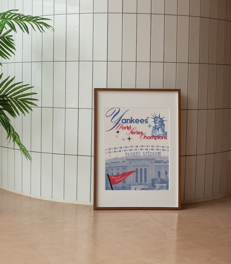 Yankees Poster, World Series Champions Poster, Vintage Inspired Baseball Poster, Sports Poster ...