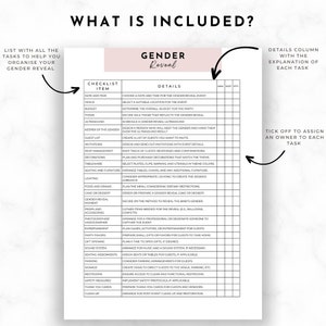Gender Reveal Checklist Printable, Gender Reveal Planner Printable ...