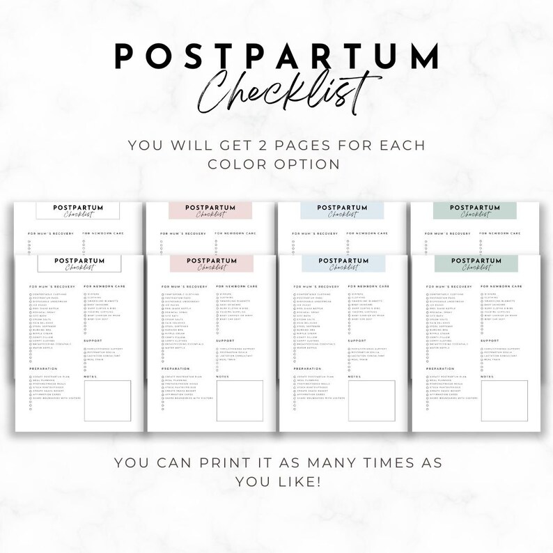 Postpartum Checklist Printable, New Mom Planner,postpartum Essentials ... Postpartum Checklist Printable, New Mom Planner,postpartum Essentials ...