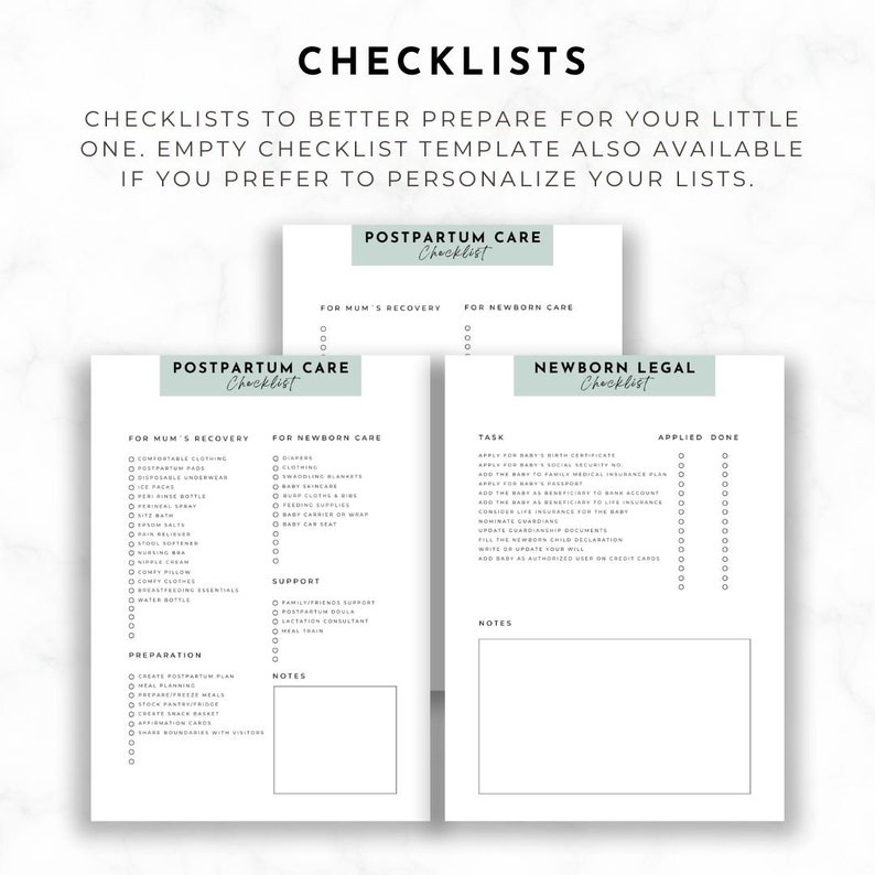 Sage Green Postpartum Planner Printable, Postpartum Journal, Postpartum ...