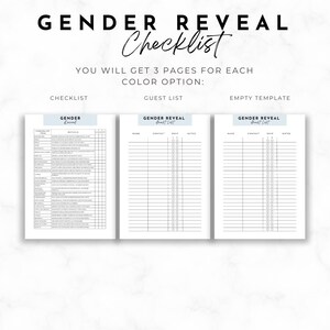Gender Reveal Checklist Printable, Gender Reveal Planner Printable ...