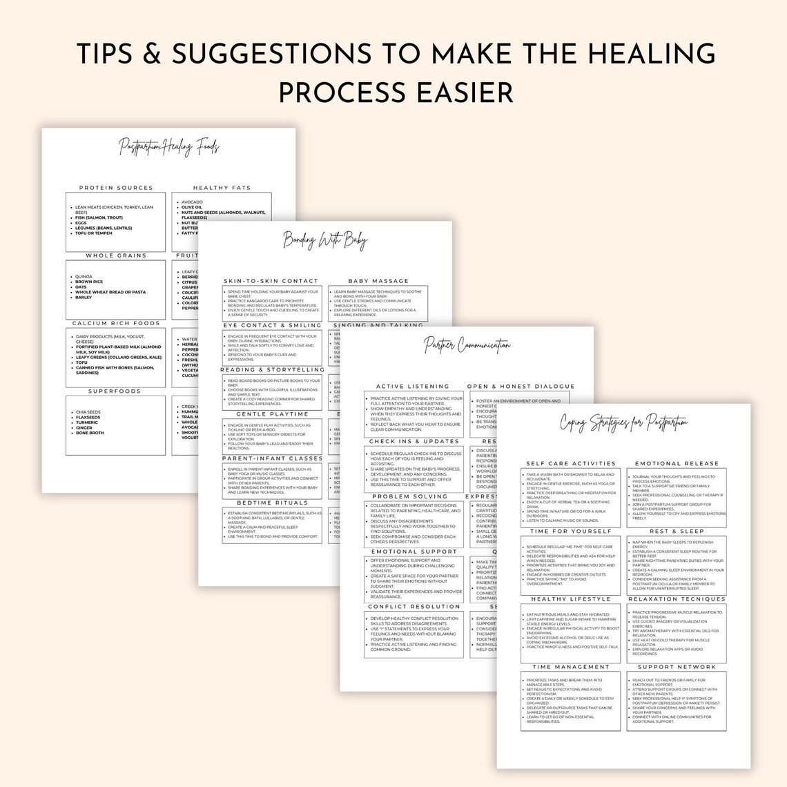 Postpartum Planner Printable, New Mom Recovery Journal, Baby Care ...