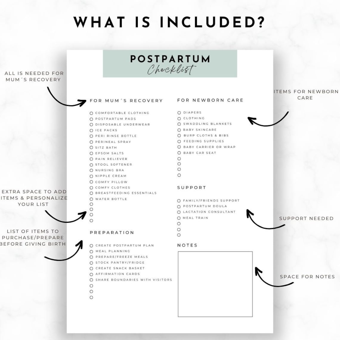 Postpartum Checklist Printable, New Mom Planner,postpartum Essentials ...