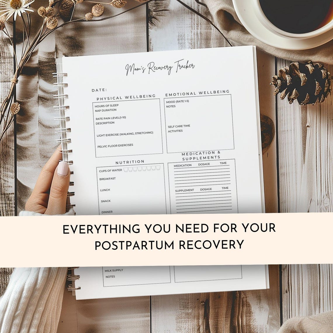 Postpartum Planner Printable, New Mom Recovery Journal, Baby Care ...