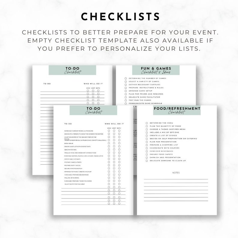 Gender Reveal Planner Printable Gender Reveal Checklist - Etsy