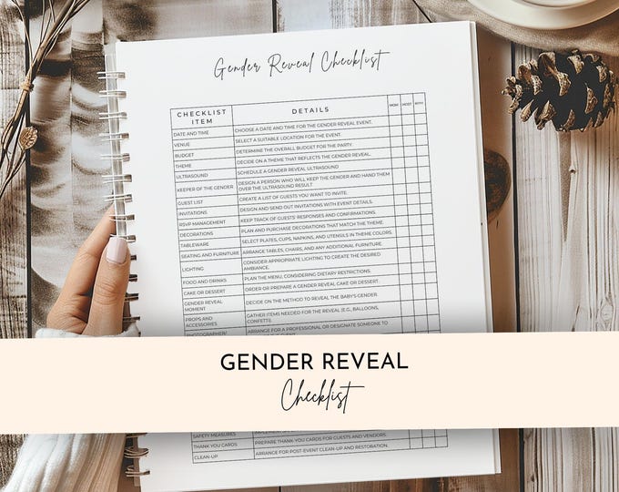 Gender Reveal Checklist Printable, Gender Reveal Planner Printable ...