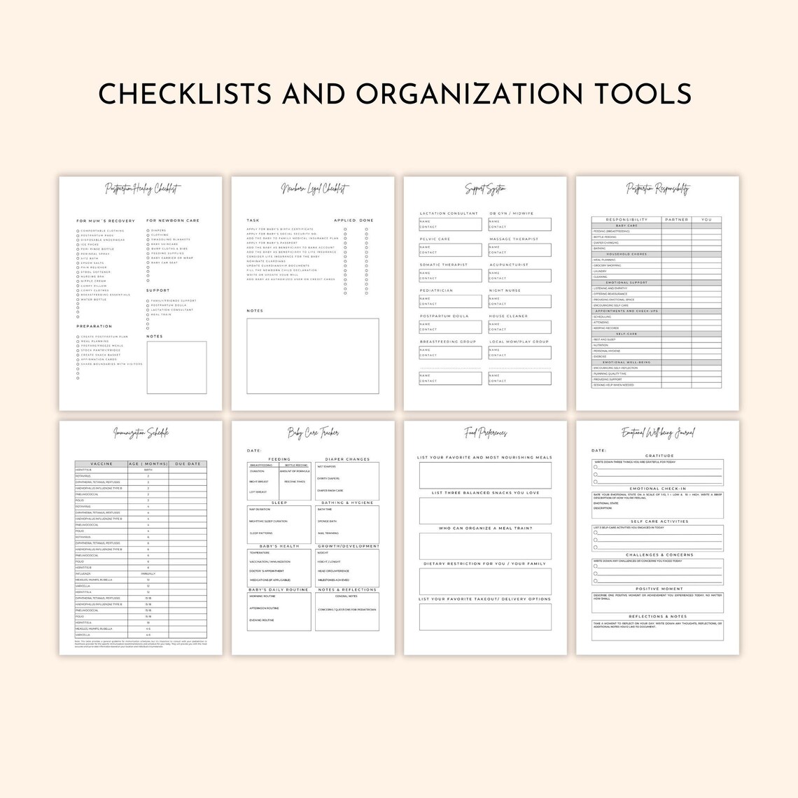 Postpartum Planner Printable: New Mom Recovery, Baby Care (PDF) - Etsy