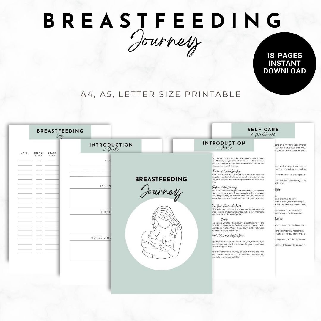 Breastfeeding Journey Printable, Postpartum Journal, Breastfeeding Care ...