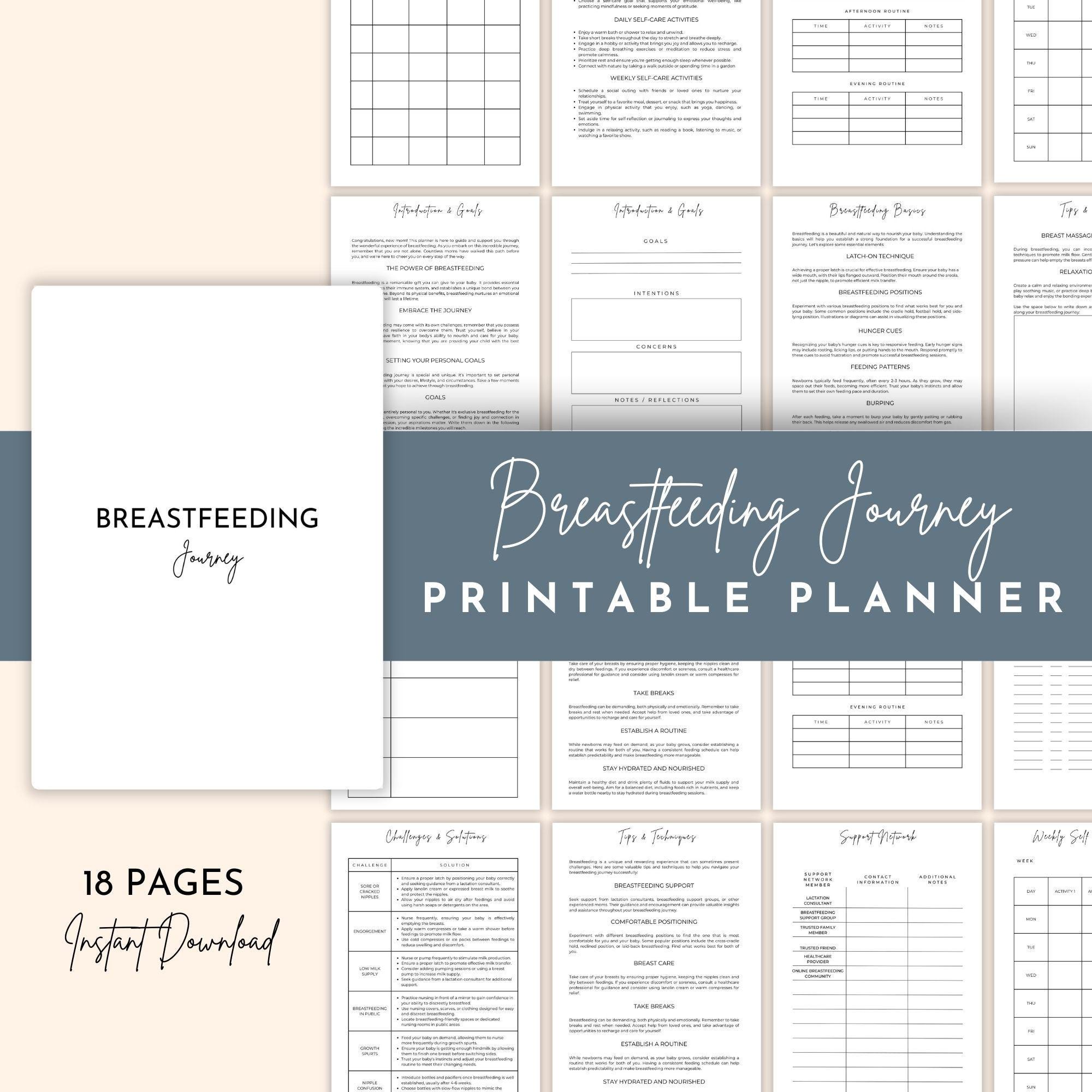 Breastfeeding Journey Printable, Postpartum Journal, Breastfeeding Care ...