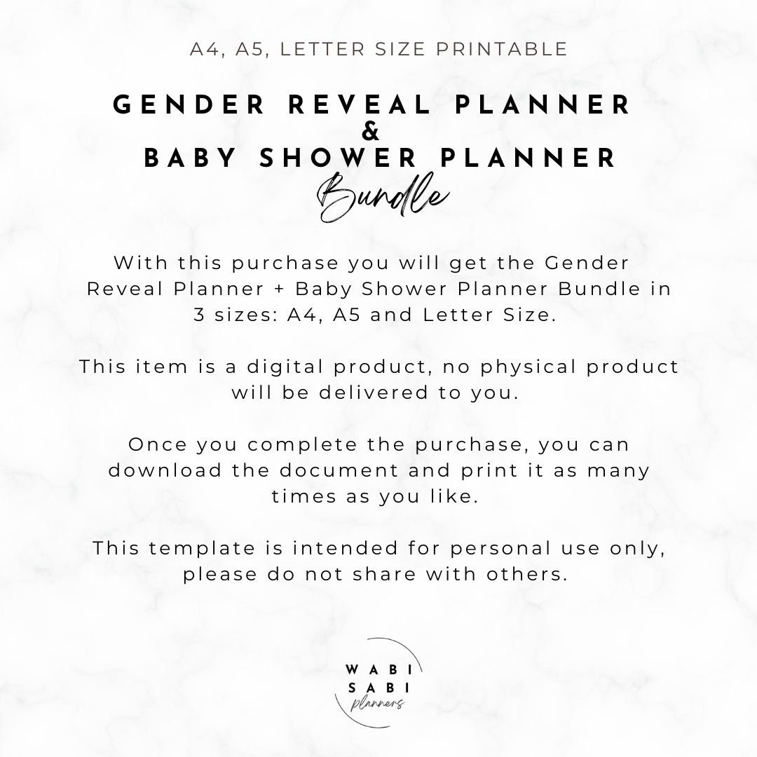 Bundle Gender Reveal Baby Shower Planner Printable, Gender Reveal ...