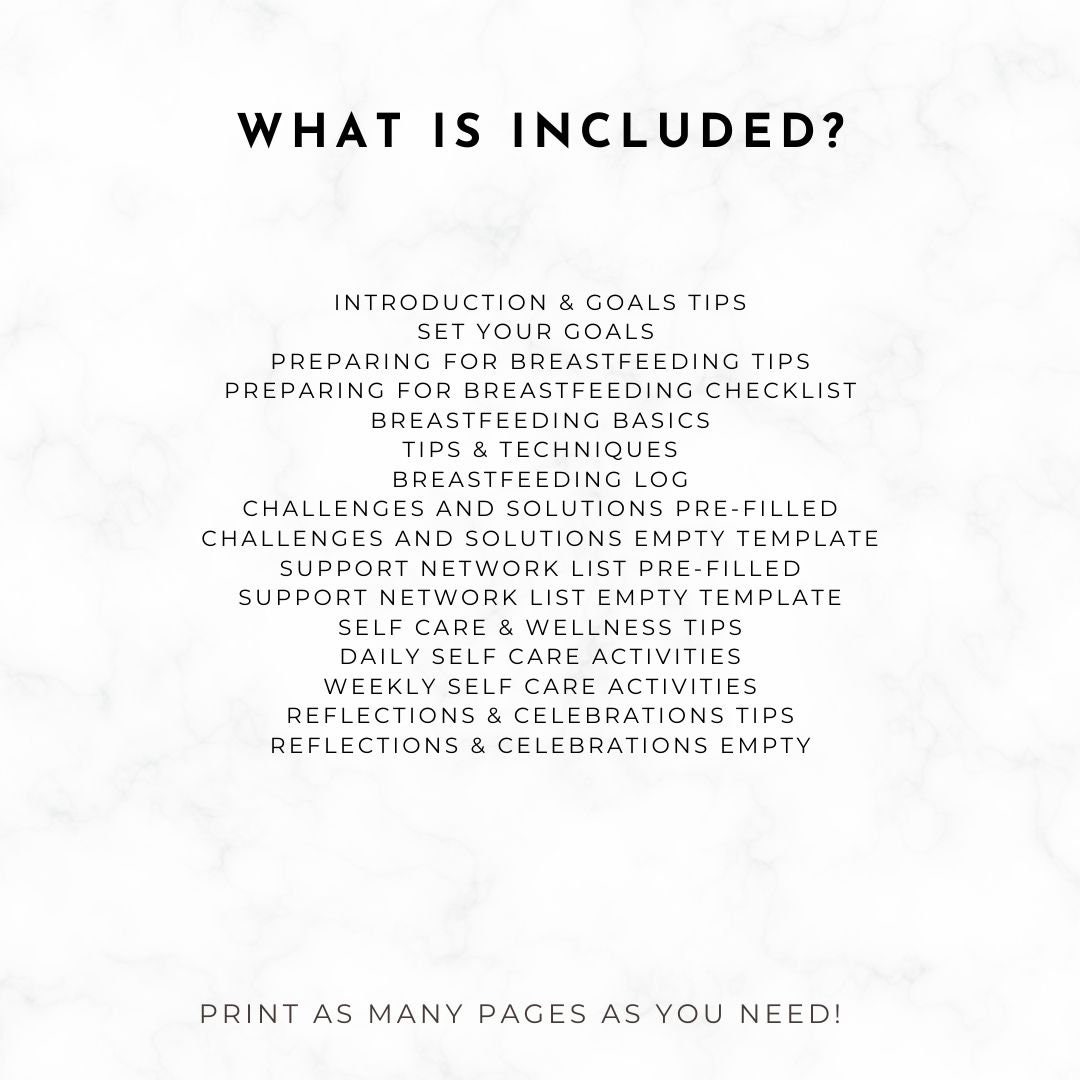 Breastfeeding Journey Printable, Postpartum Journal, Breastfeeding Care ...
