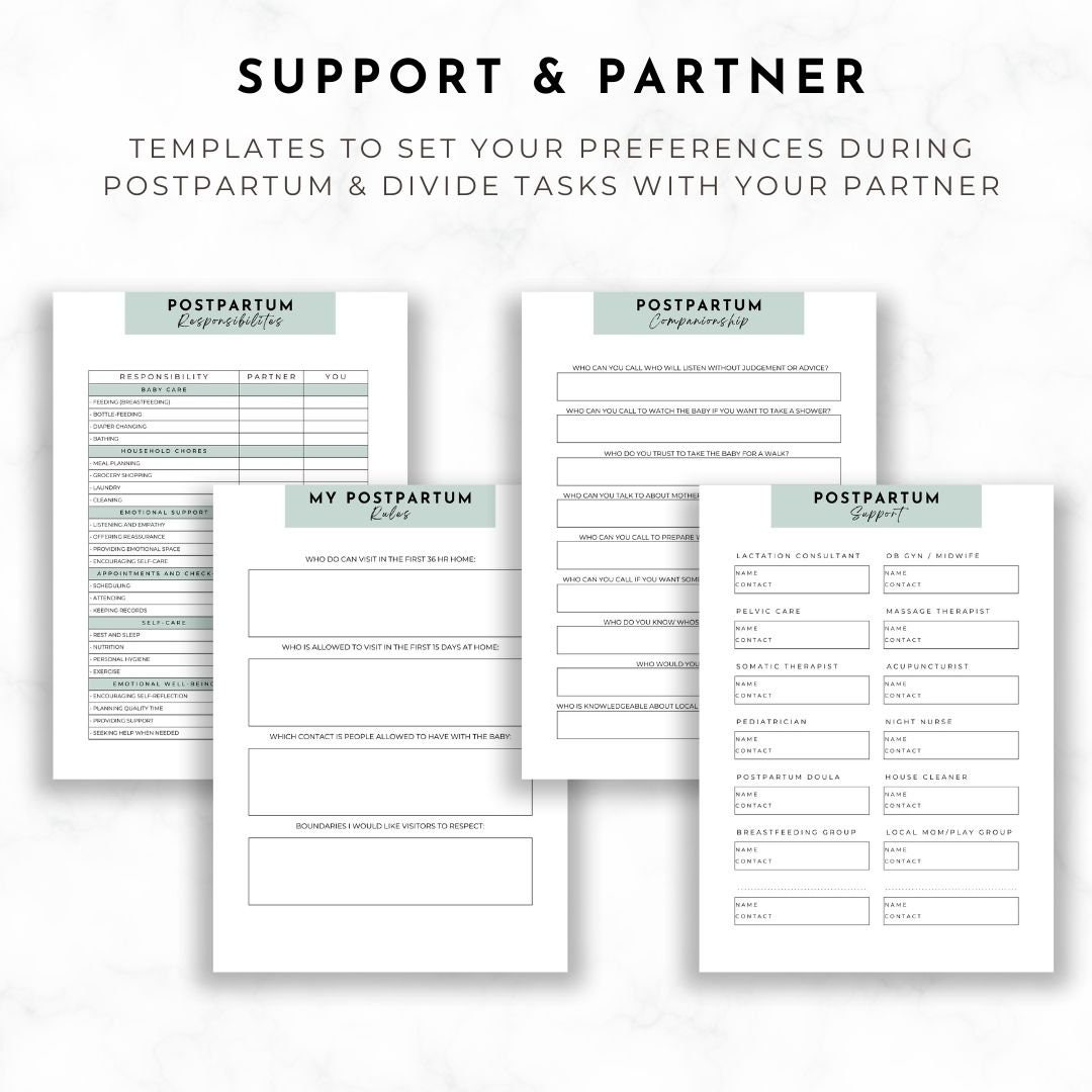 Sage Green Postpartum Planner Printable Postpartum Journal - Etsy Australia
