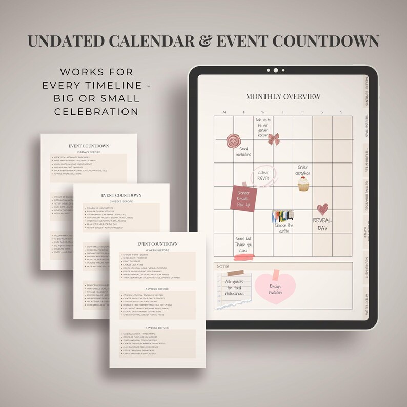60-page Gender Reveal Planner: Hyperlinked Party Organizer (digital ...
