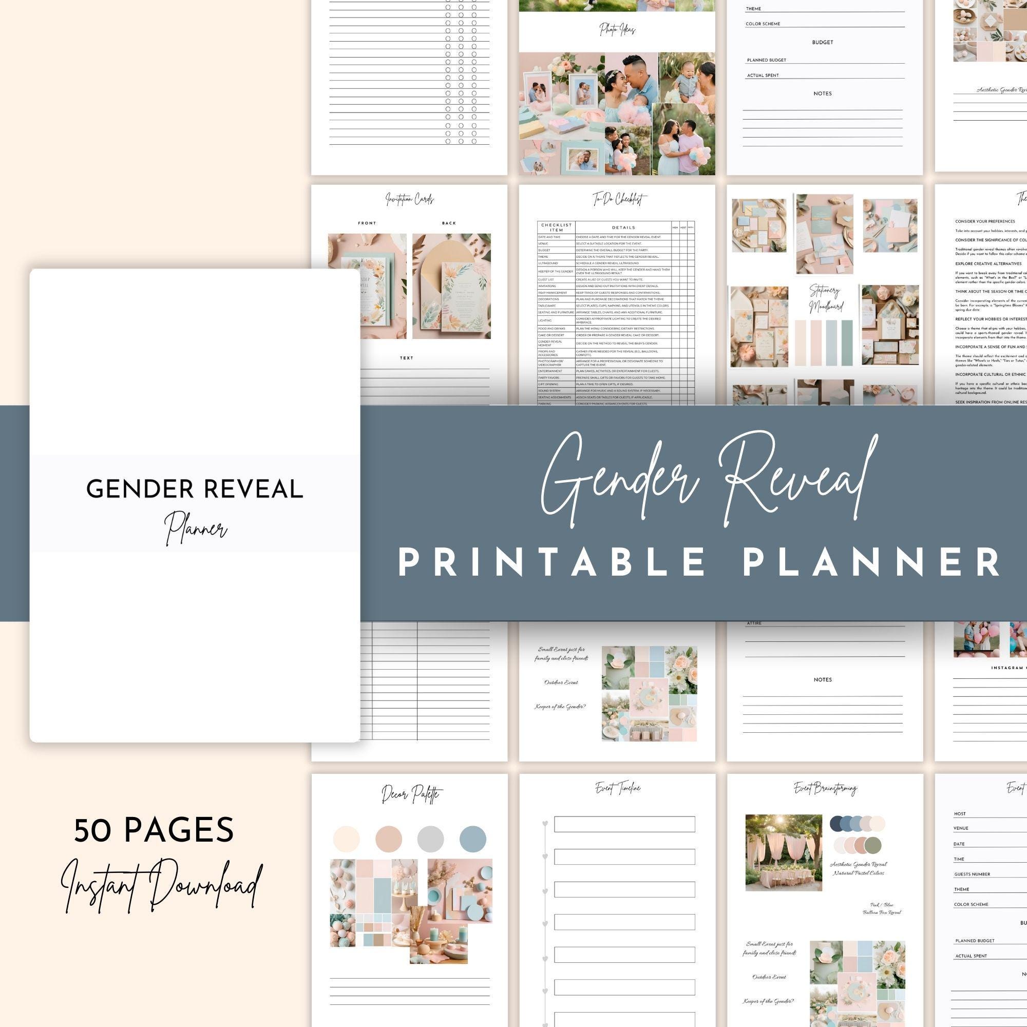 Gender Reveal Printable Planner: Baby Event Checklist (instant Download ...