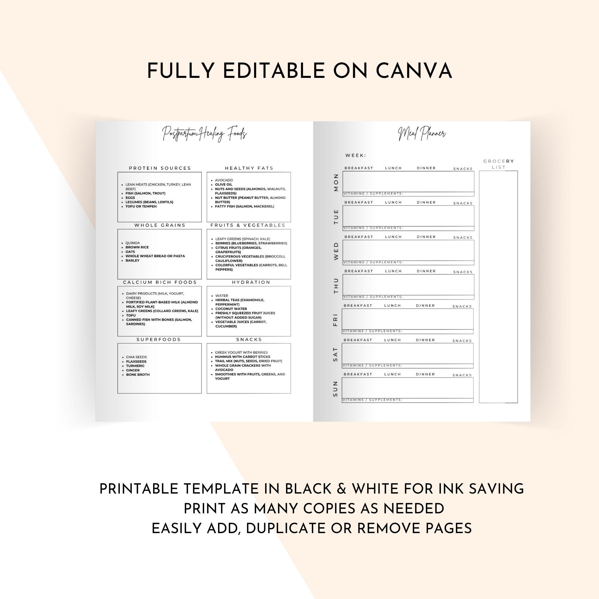 Postpartum Planner Printable: New Mom Recovery, Baby Care (PDF) - Etsy