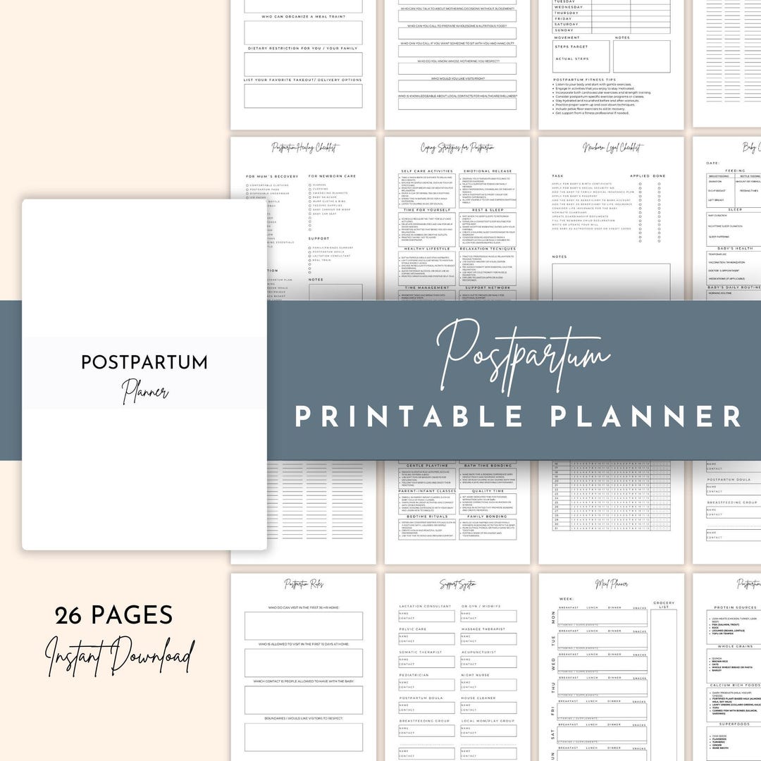 Postpartum Planner Printable, New Mom Recovery Journal, Baby Care ...