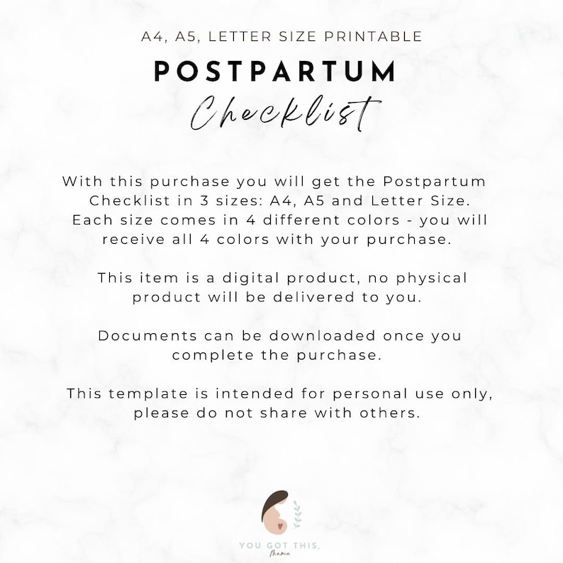 Postpartum Checklist Printable New Mom Plannerpostpartum - Etsy Postpartum Checklist Printable New Mom Plannerpostpartum - Etsy