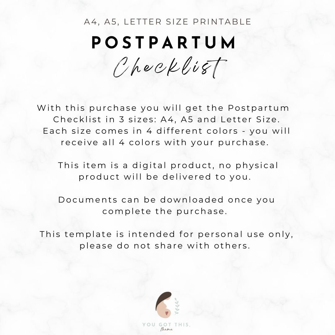 Postpartum Checklist Printable, New Mom Planner,postpartum Essentials ...