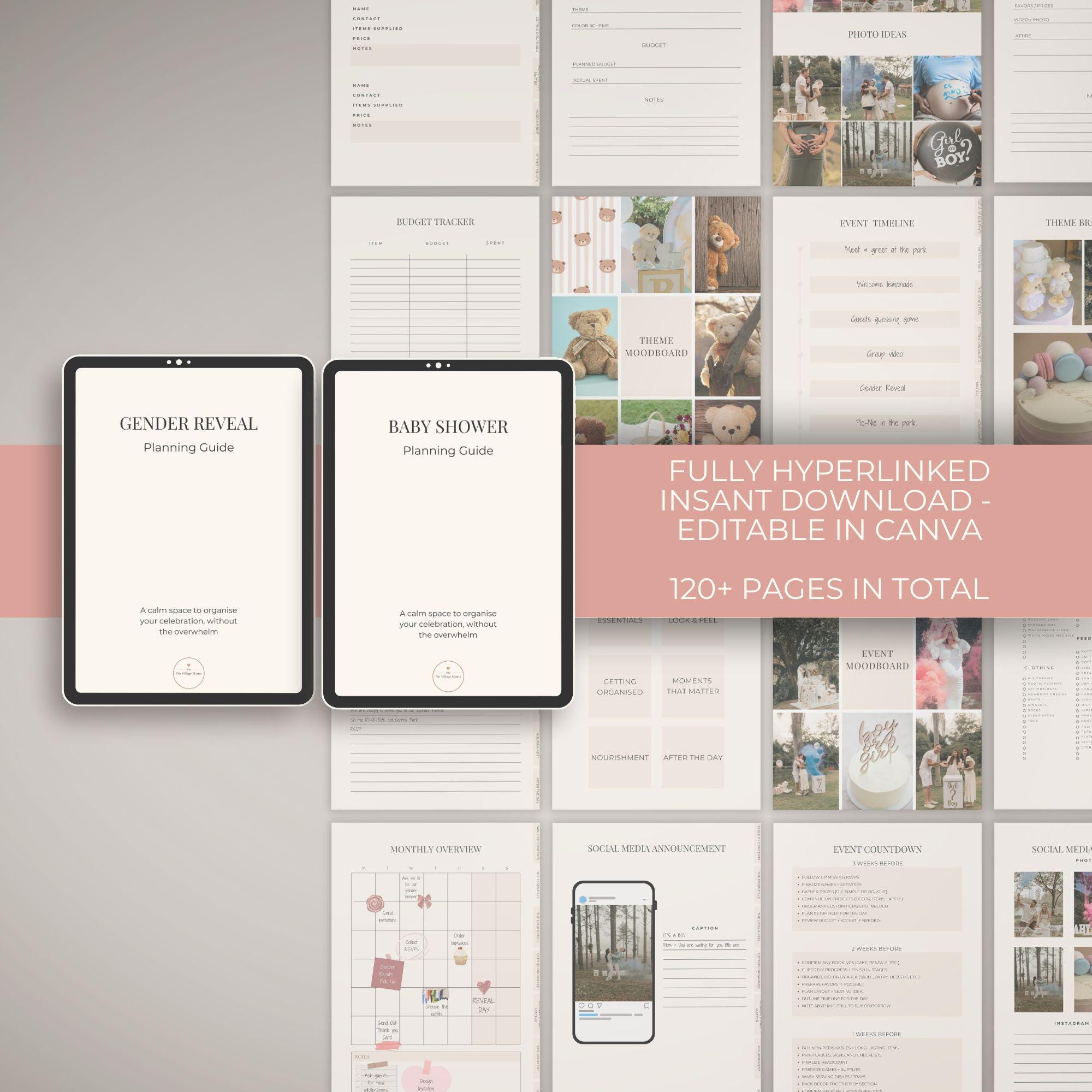 Baby Shower & Gender Reveal Planner Bundle: Editable PDF Templates - Etsy