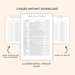 Gender Reveal Checklist Printable, Gender Reveal Planner Printable ...