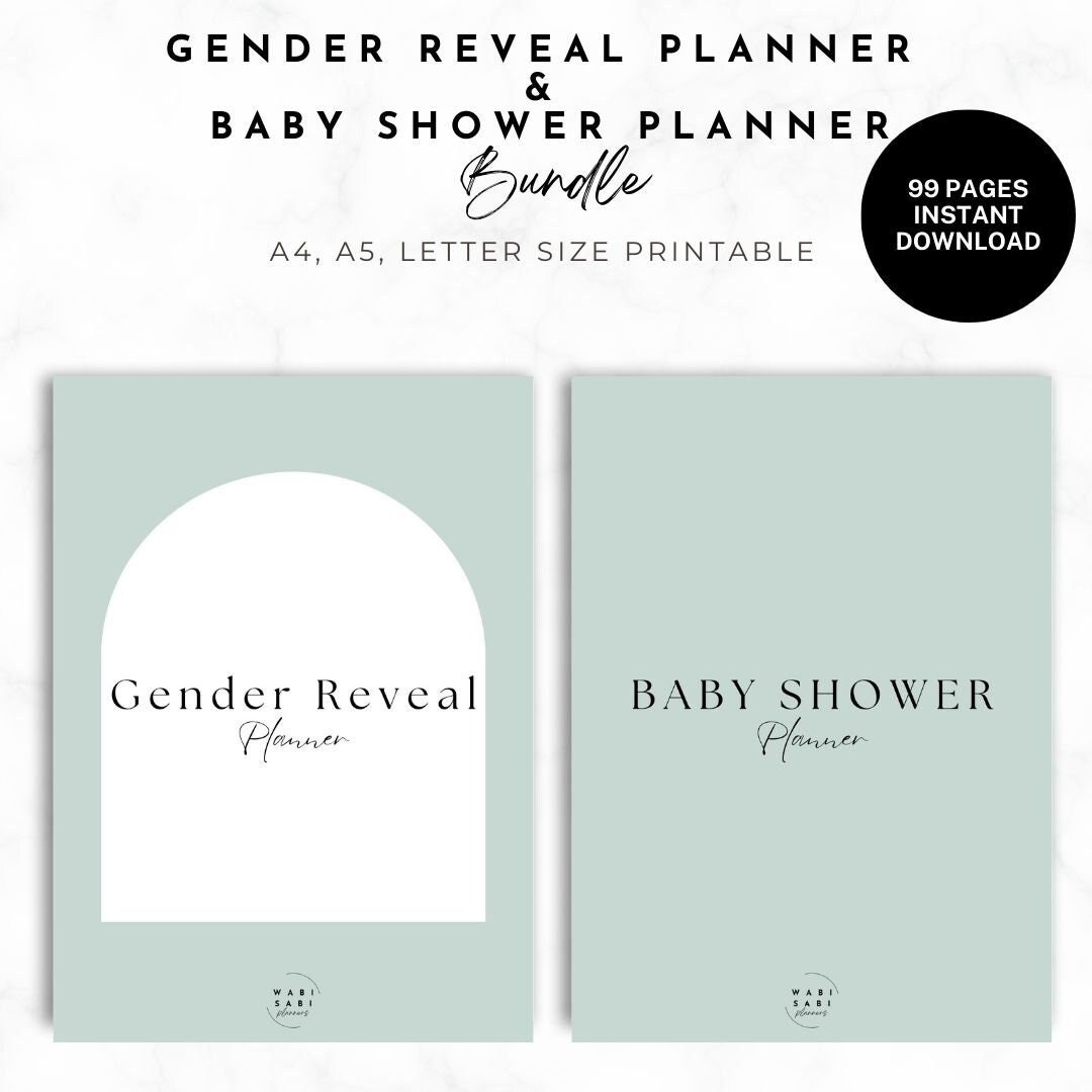 Bundle Gender Reveal Baby Shower Planner Printable, Gender Reveal ...