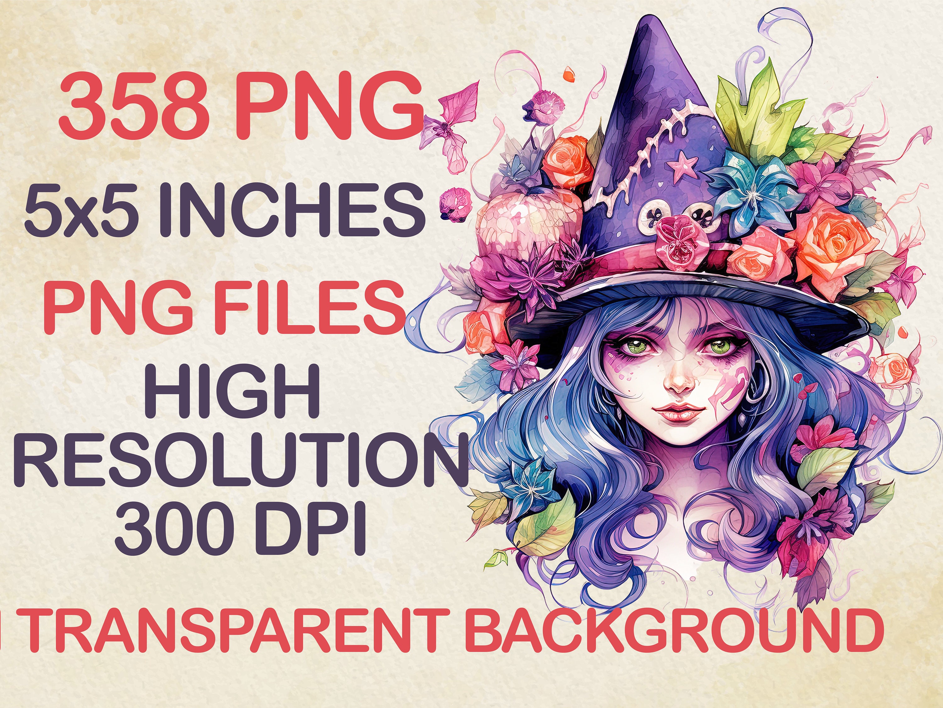 Watercolor Rainbow-punk Witch Clipart Bundle 357 PNG - Etsy