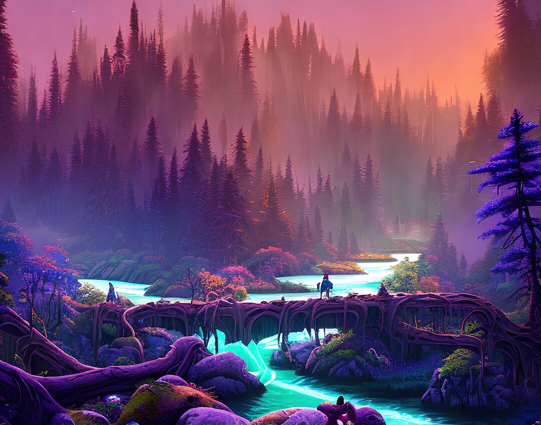 Magical River Digital Art Printable Set of 1 Unique Digital - Etsy