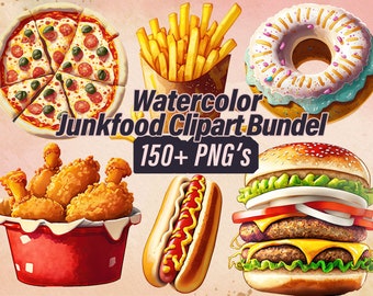 Fast Food Clipart, Food PNG, Watercolor Food, Digital Download for ...