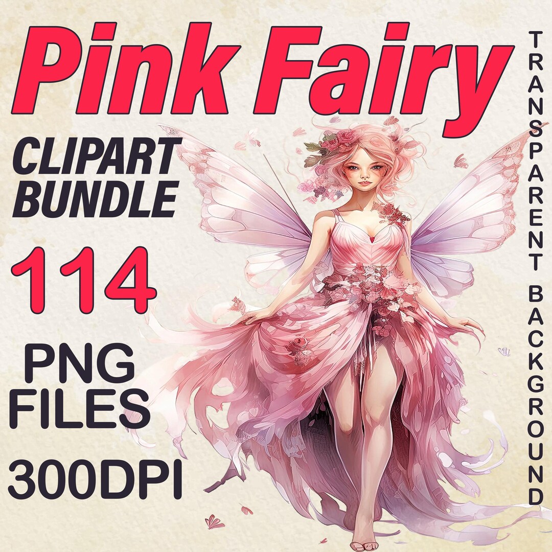 Watercolor Pink Fairies Clipart Bundle - 114 Png's ,magical Fairytale ...
