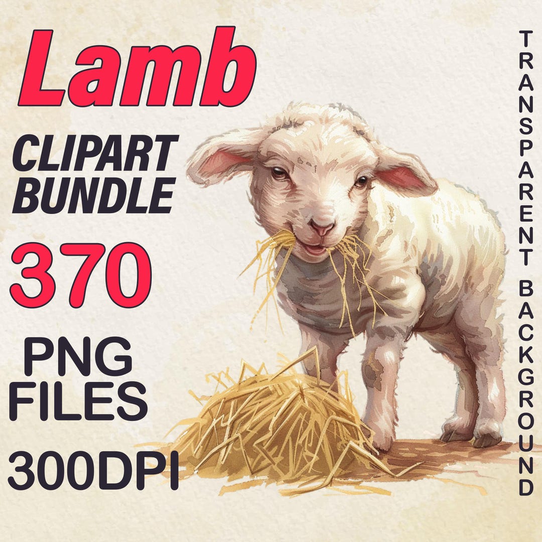 Watercolor Lamb Clipart Bundle 370 Png's, Lamb Graphics, Domestic ...