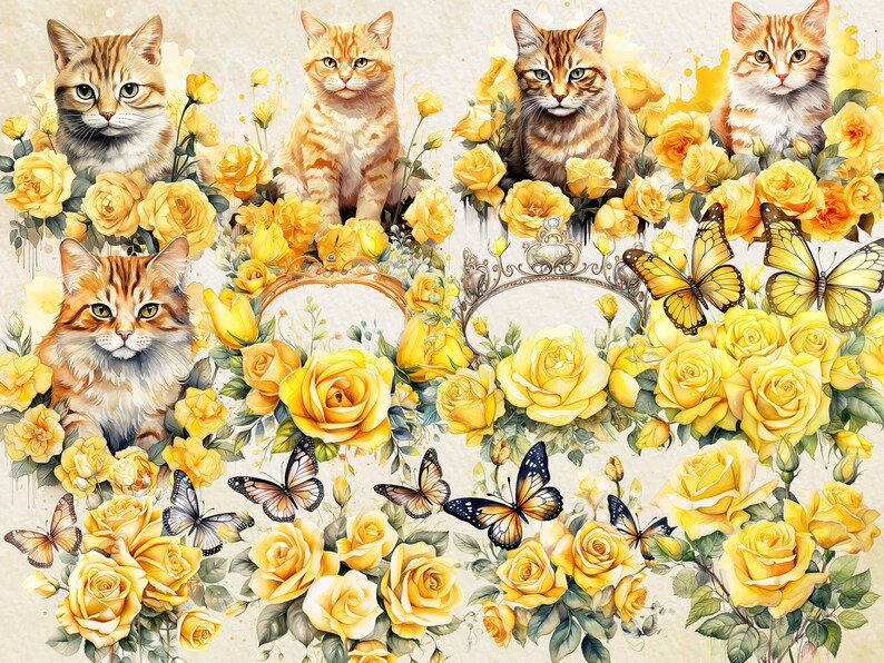 Watercolor Yellow Roses Clipart Bundle 90 Png's - Etsy
