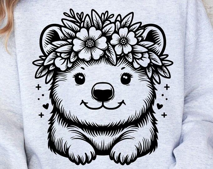 Floral Wombat Svg, Jpeg, Png, Dxf, Tier Clip Art, Wombat Mandela ...