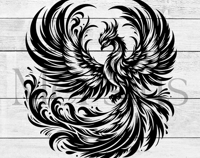 Phoenix SVG Bundle, Phoenix Clipart, Hand Drawn Rising Phoenix Theme ...