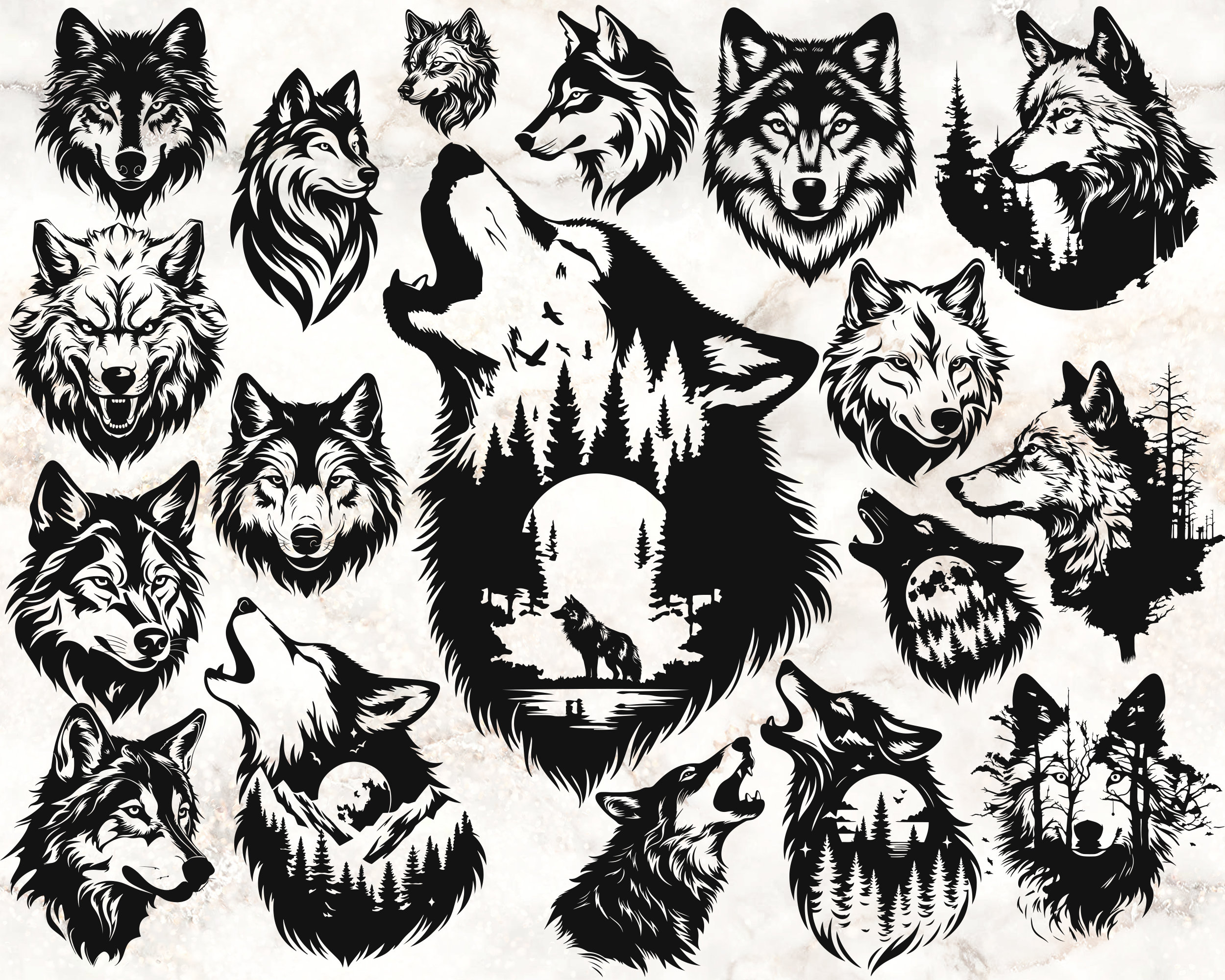 Wolf Svg Bundle Wolf Cut Files for Cricut Wolf Clipart - Etsy UK