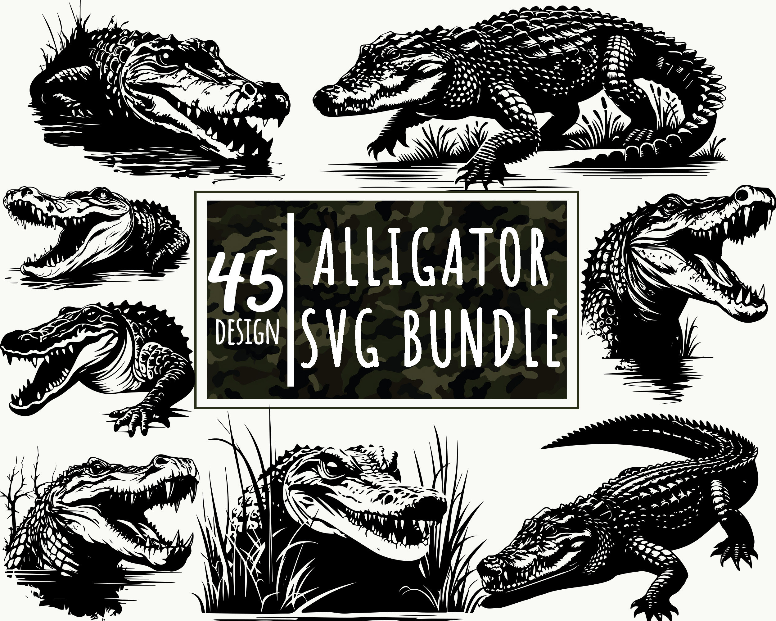 Alligator SVG Bundle, Alligator Svg, Alligator Png, Alligator Clipart ...