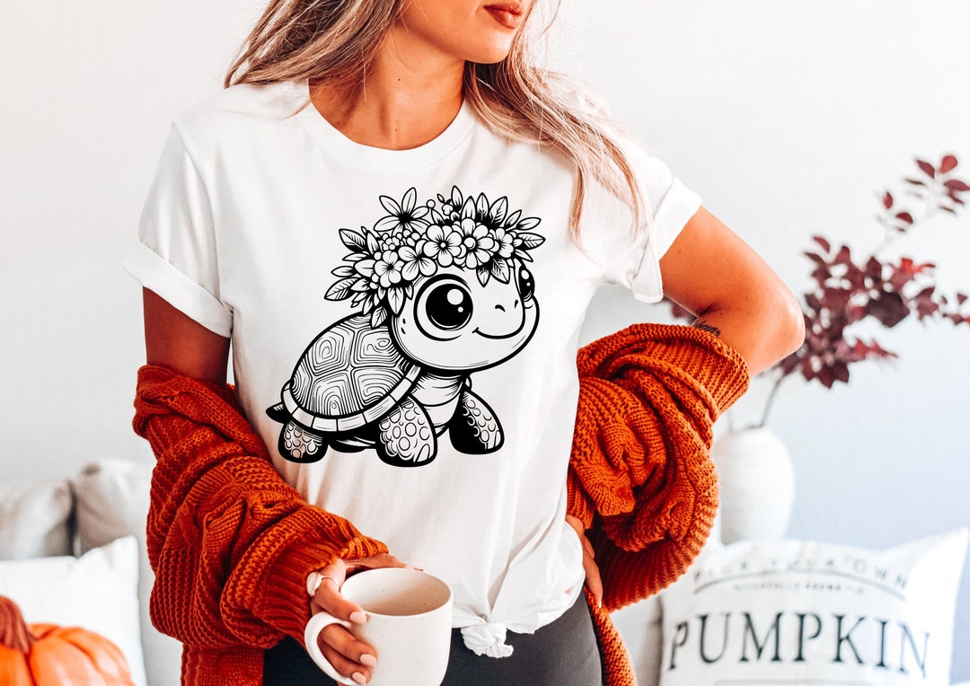 Baby Turtle Svg, Turtle With Flower Svg, Floral Turtle Svg, Turtle ...
