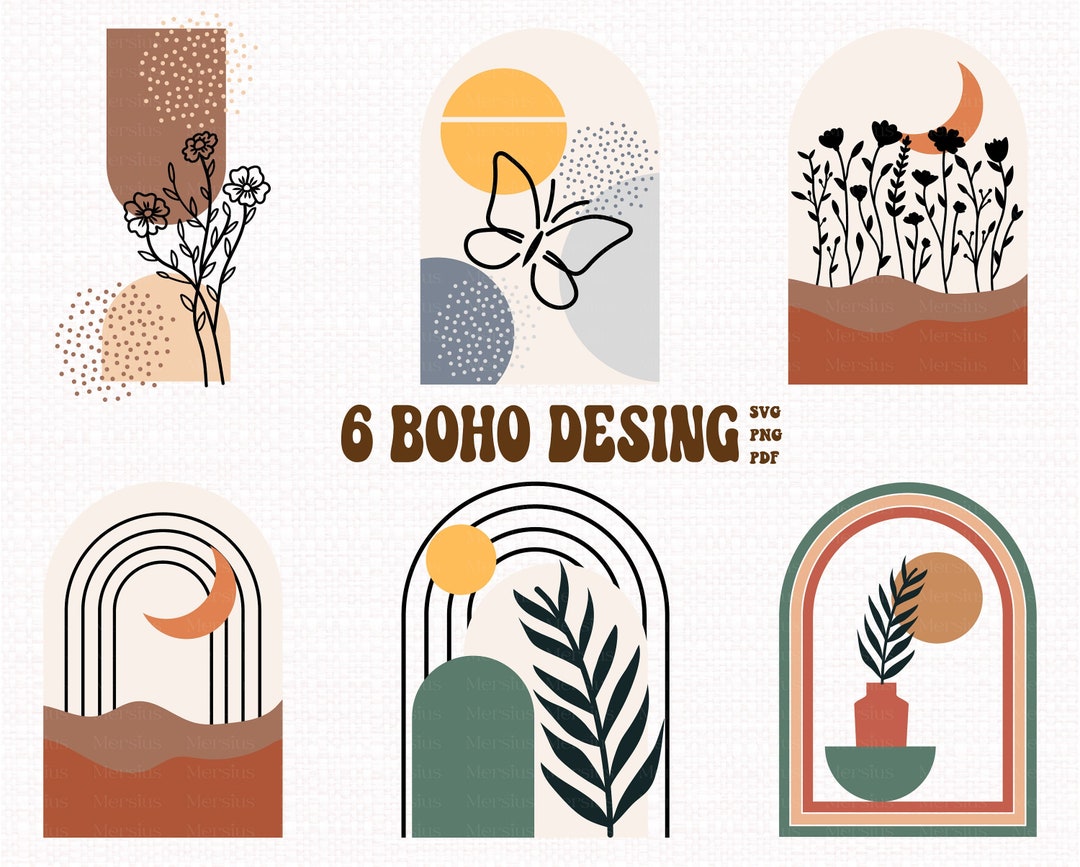 Boho Bundle SVG PNG PDF, Boho Elements Svg, Boho Women Svg, Minimalist ...