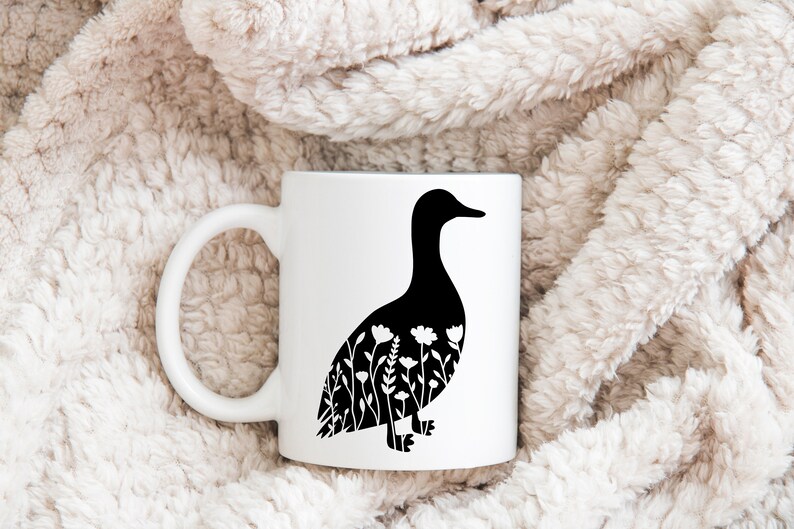 Floral Duck Cut File, Wildflower Duck Svg, Duck Clipart, Mallard Svg ...