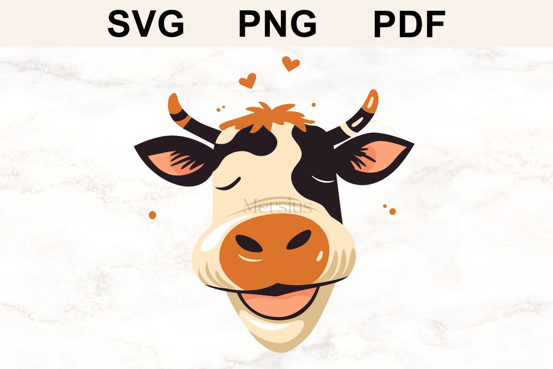 Cute Cow SVG PNG, Cow Cut File, Cow Svg, Cow Face Svg, Farm Animal Svg ...