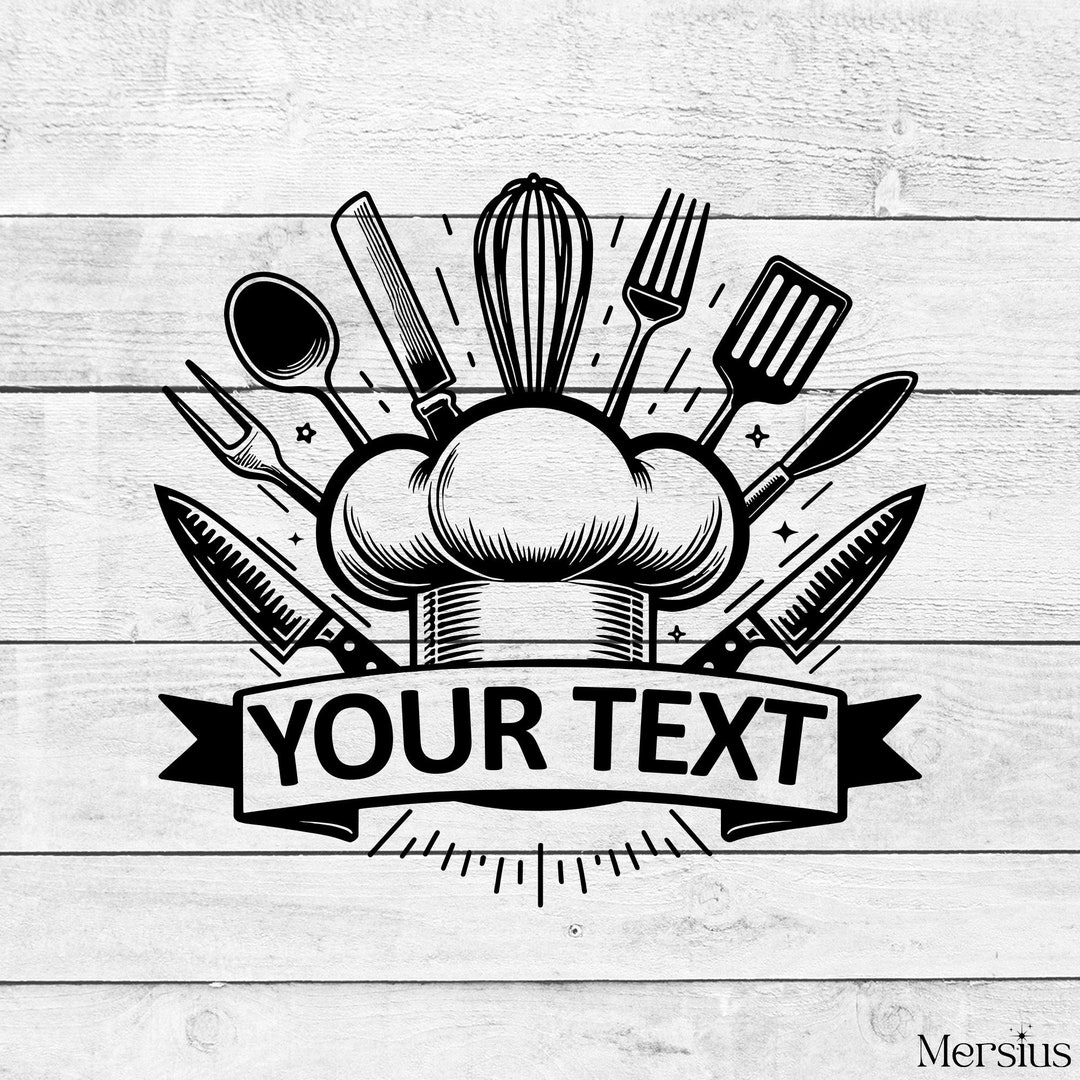 Chef Logo Svg, Cooking Svg, Chef Svg, Chef Custom Text Svg, Chef Hat Svg, Chef Logo Cut Files ...