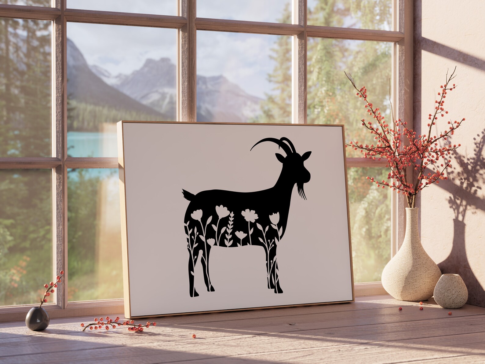 Floral Goat Svg Png Goat Silhouette Goat Svg Floral Goat - Etsy