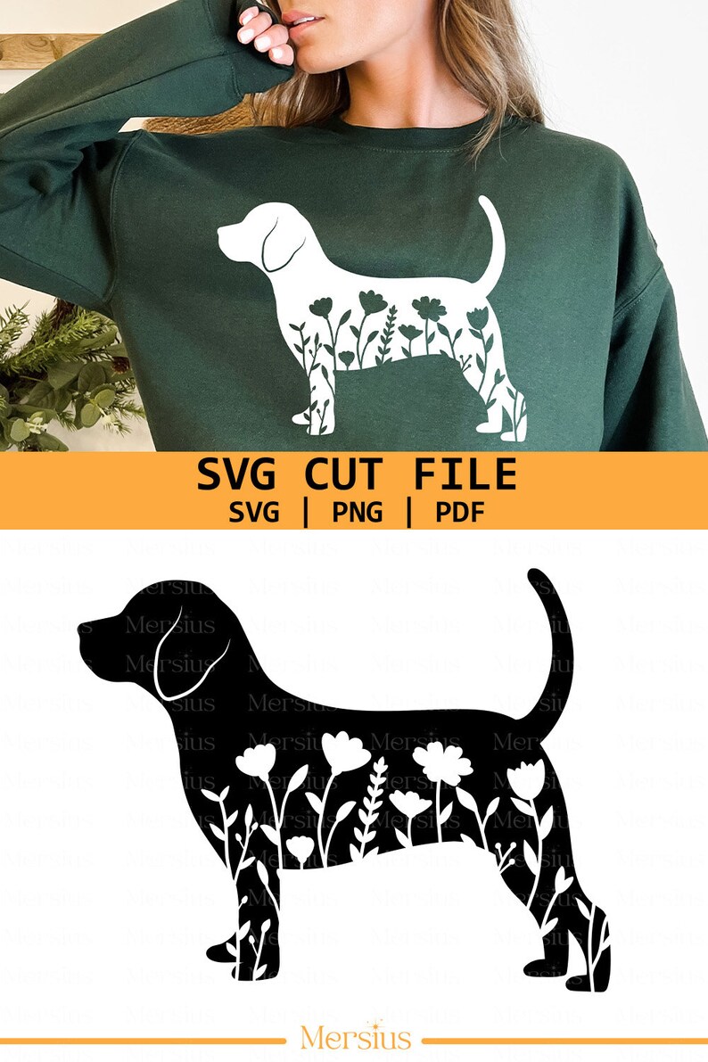 Beagle SVG PNG Floral Beagle Svg Beagle Dog Silhouette - Etsy
