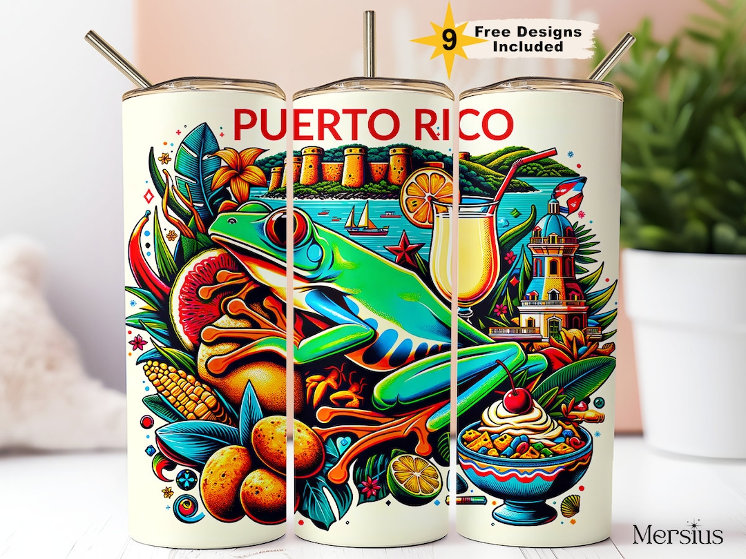 Puerto Rico 20 Oz Skinny Tumbler Sublimation Design, Tumbler Puerto ...