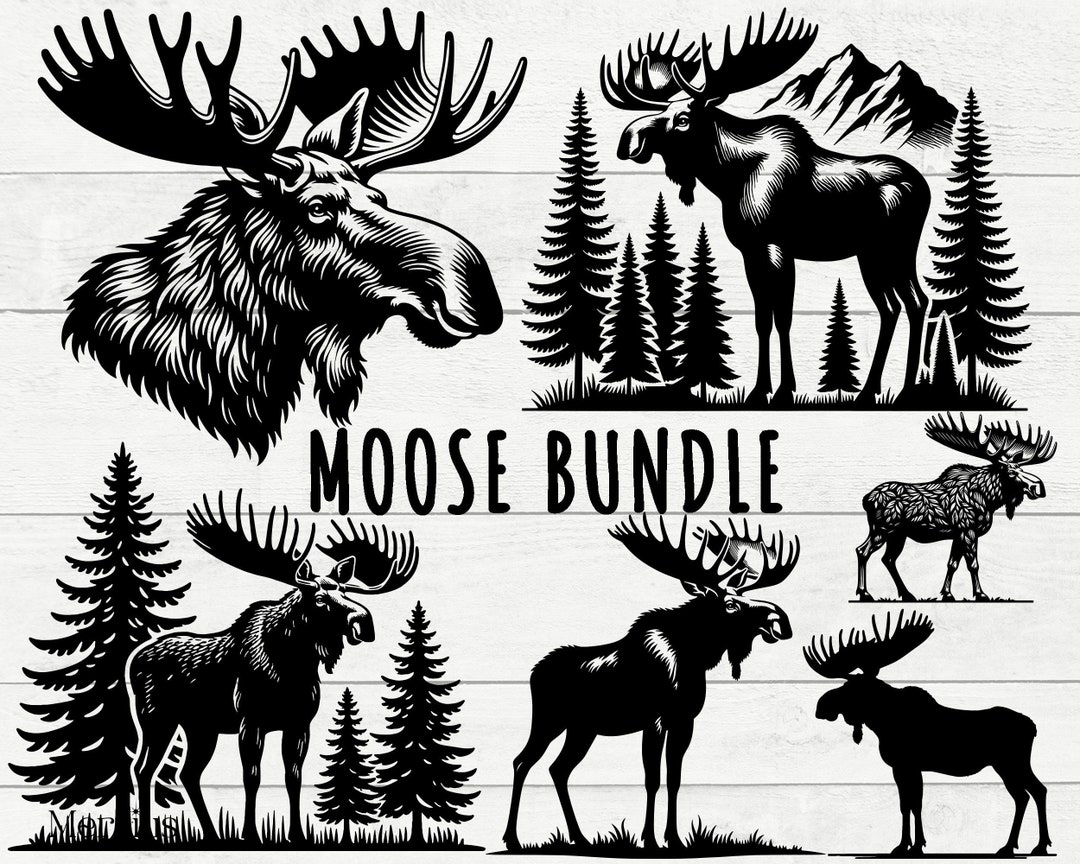 Moose Svg Bundle, Moose Svg, Moose Head Svg, Moose Clipart, Moose Cut ...