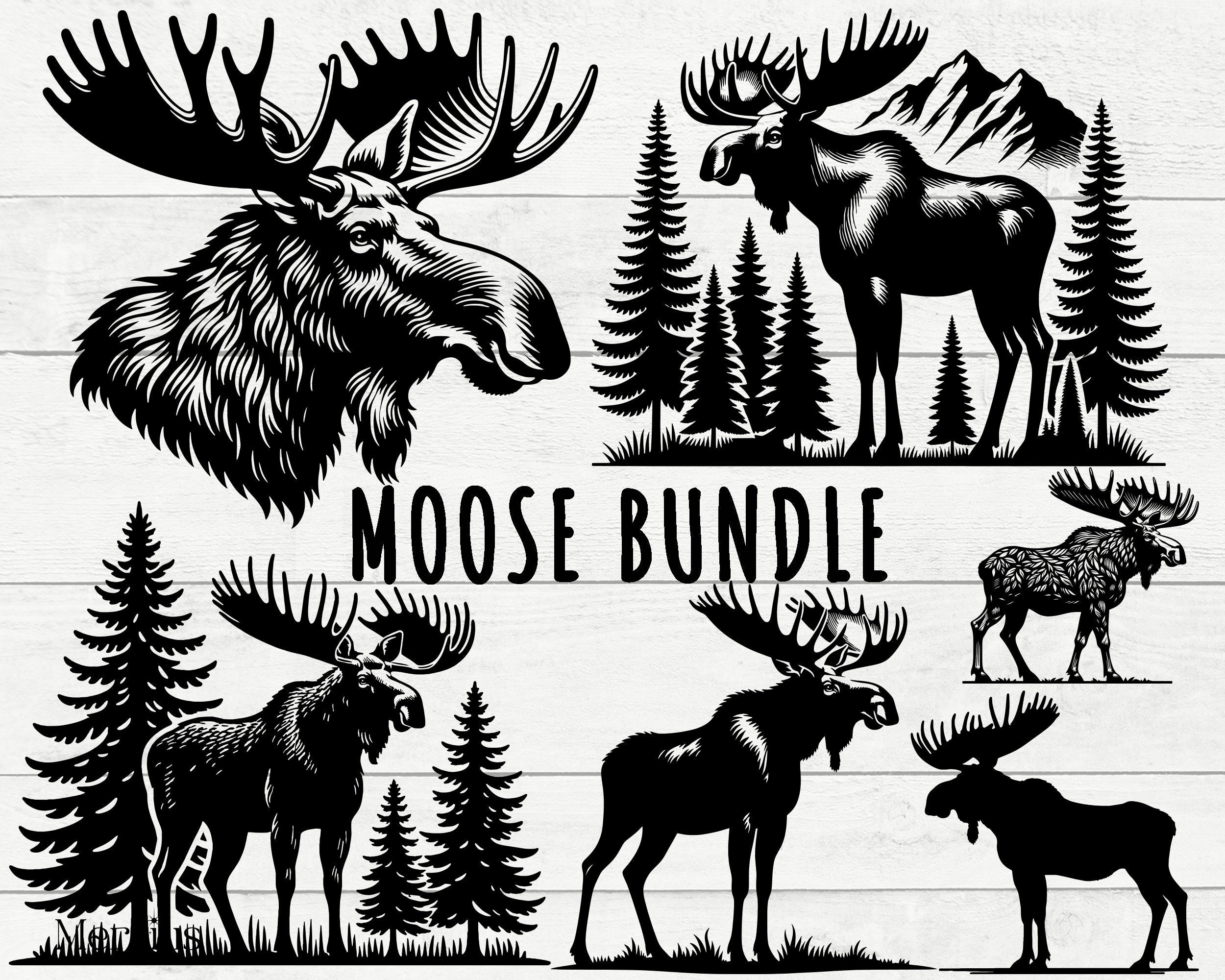 Moose Svg Bundle, Moose Svg, Moose Head Svg, Moose Clipart, Moose Cut ...