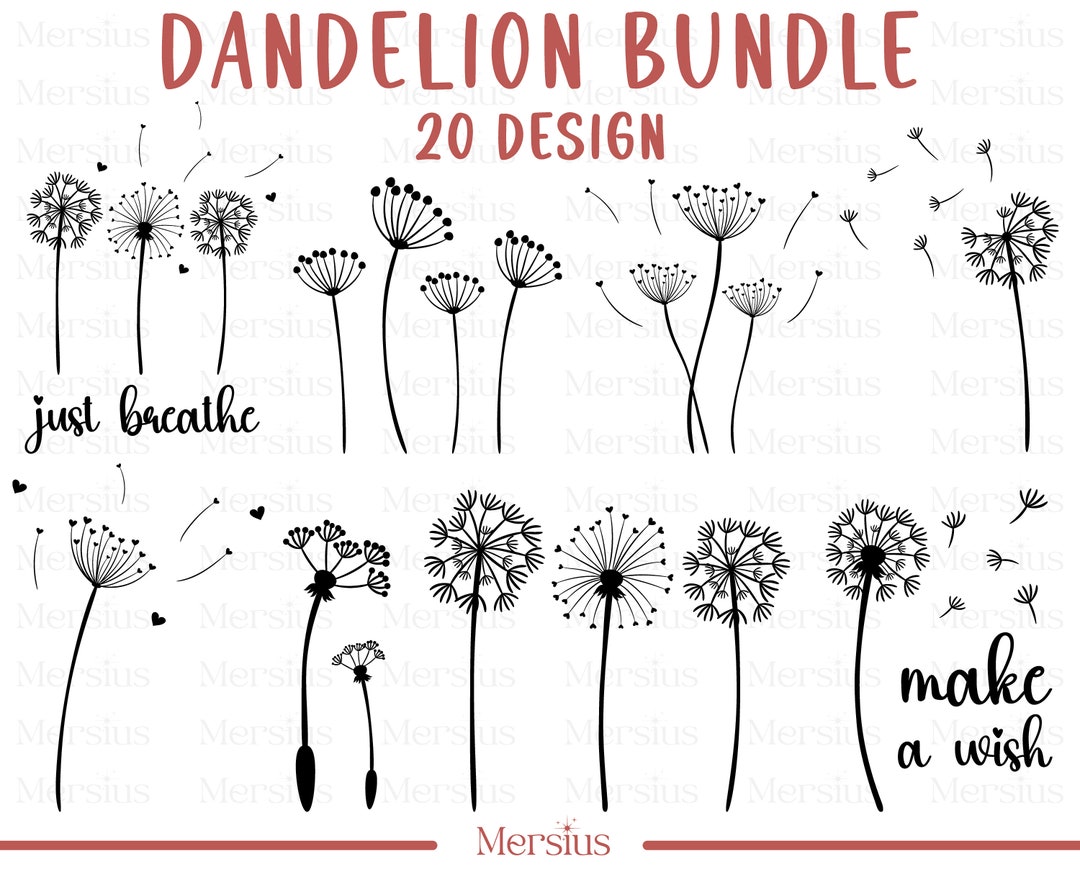Dandelion Svg Bundle, Dandelion Svg, Dandelion Png Clipart, Just ...