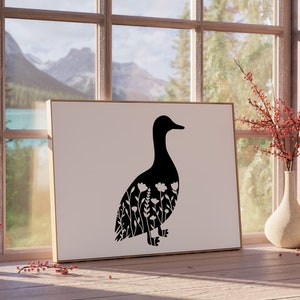 Floral Duck Cut File, Wildflower Duck Svg, Duck Clipart, Mallard Svg ...