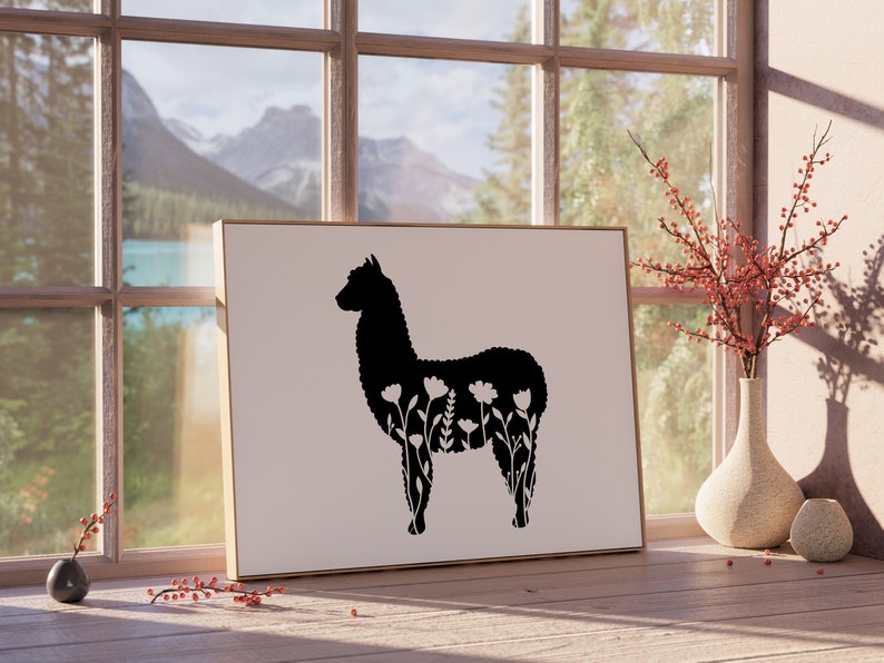 Floral Llama Svg Png, Cute Llama Cut File, Llama Silhouette, Llama ...